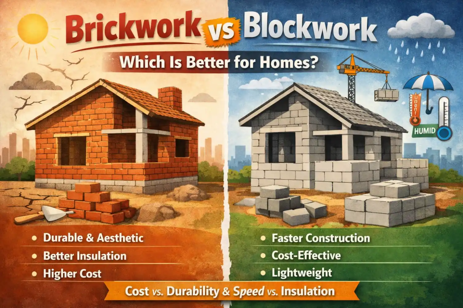 Brickwork vs Blockwork in 2026: Cost, Strength & Comfort